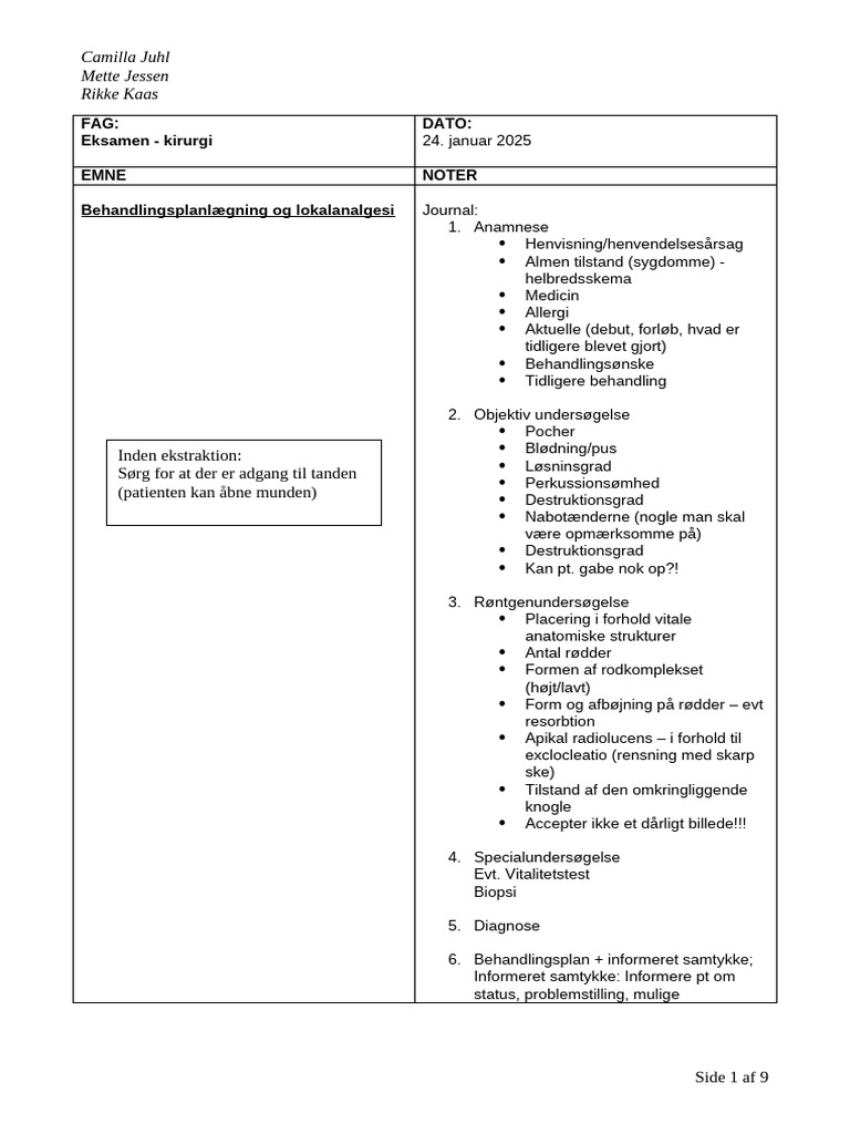 Behandlingsplanlægning Og Lokalanalgesi | PDF