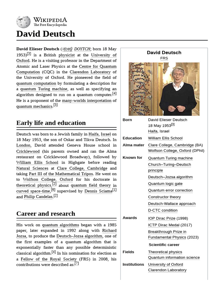 David_Deutsch | PDF | Science | Theoretical Physics