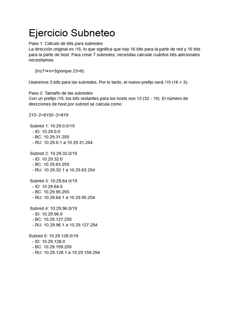 Ejercicio Subneteo | PDF