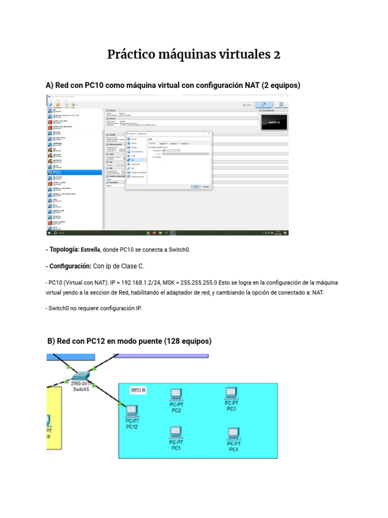 Configuración de Redes Virtuales NAT y VLANs | PDF | Dirección IP | Transmisión de datos