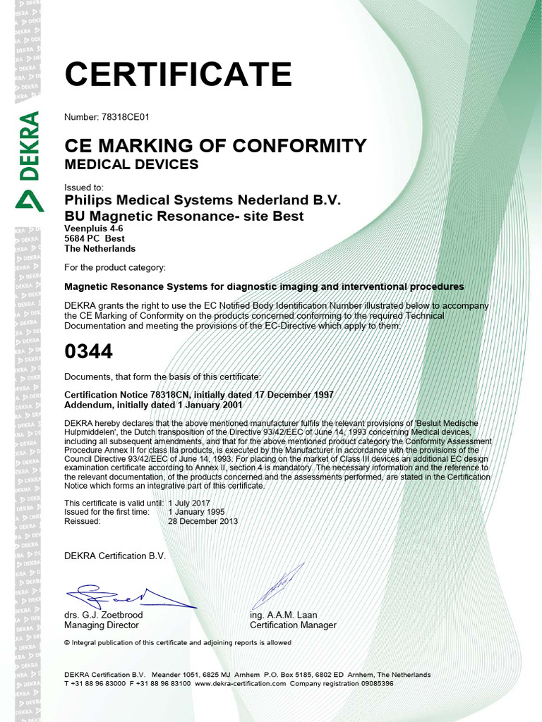 Philips Medical Systems Nederland B.V. Magnetic Resonance CE Marking of ...