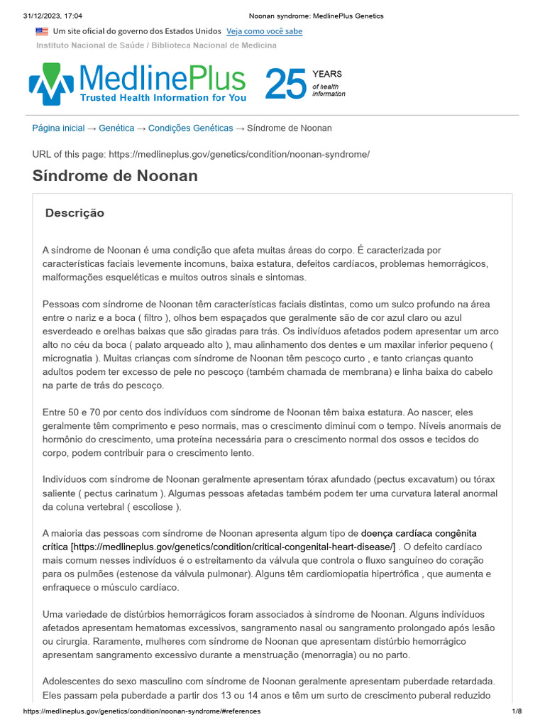 Noonan syndrome_ MedlinePlus Genetics | PDF | Puberdade | Gene