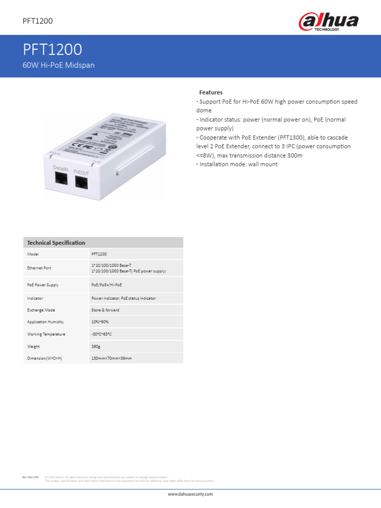 PFT1200 Datasheet 20231214 | PDF