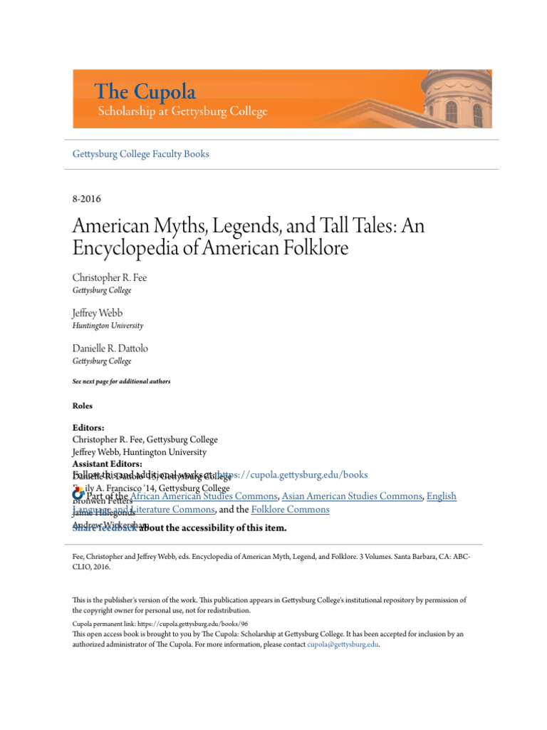 American Myths Legends and Tall Tales An | PDF | Zombies | Chinese Zodiac