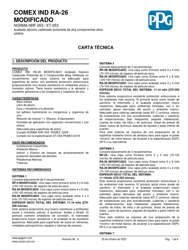 Acabado Epóxico RA-26 y RA-28 Comex | PDF | Epoxy | Agua