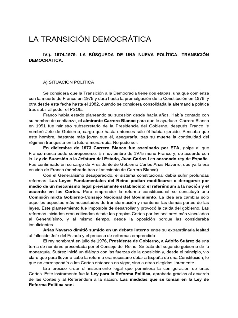 Transición Democrática en España (1974-1979) | PDF | Francisco franco ...