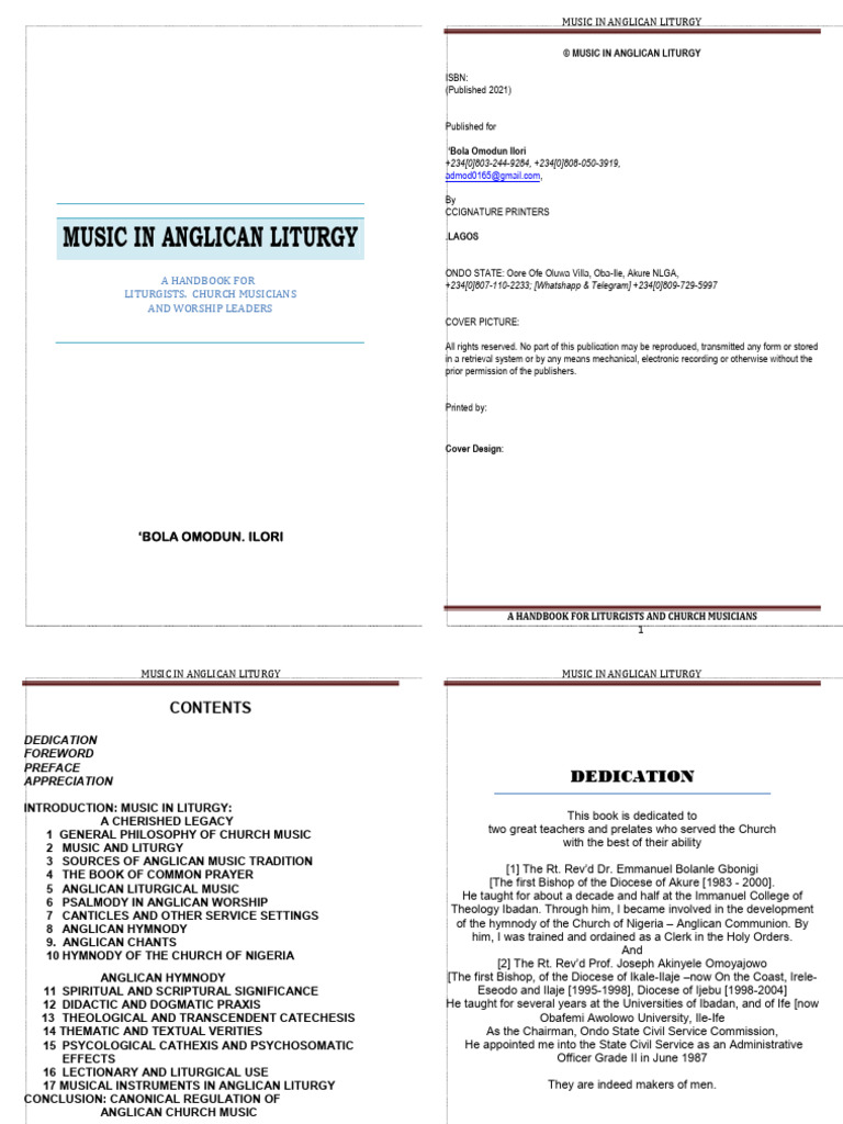 Music in Anglican Liturgy - November 2020 2pp | PDF | Anglicanism | Hymns