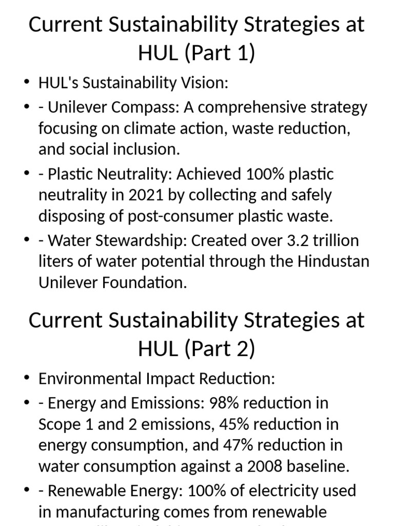 HUL Sustainability Plan Updated | PDF