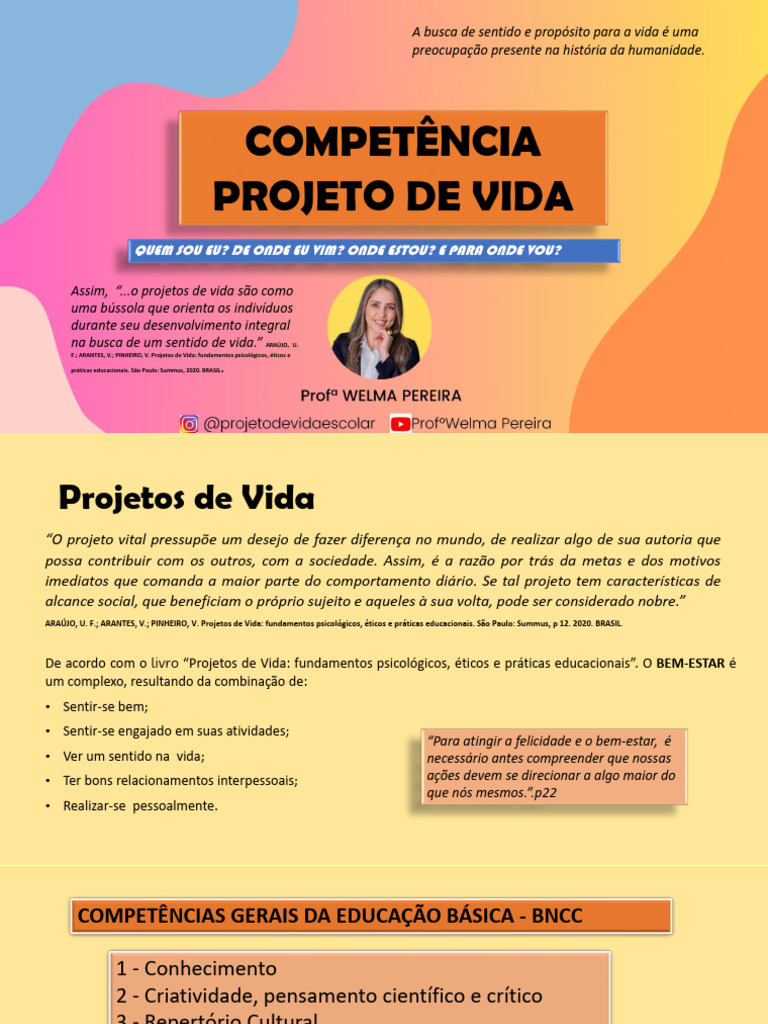 Aula Projeto De Vida Pdf Aprendizado Vida