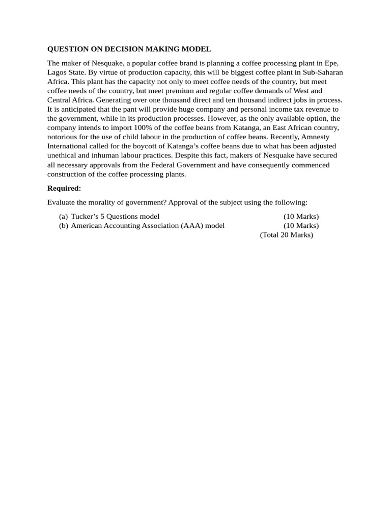 Question On Decision Making Model | PDF
