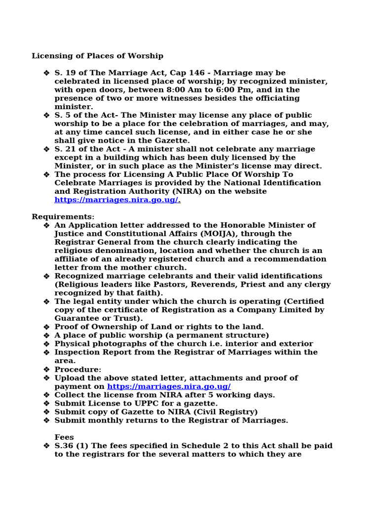 Licensing Requirements for Worship Places | PDF | Minister ...