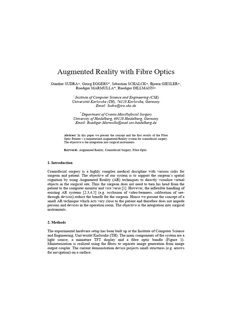 Augmented Reality With Fibre Optics | PDF | Augmented Reality