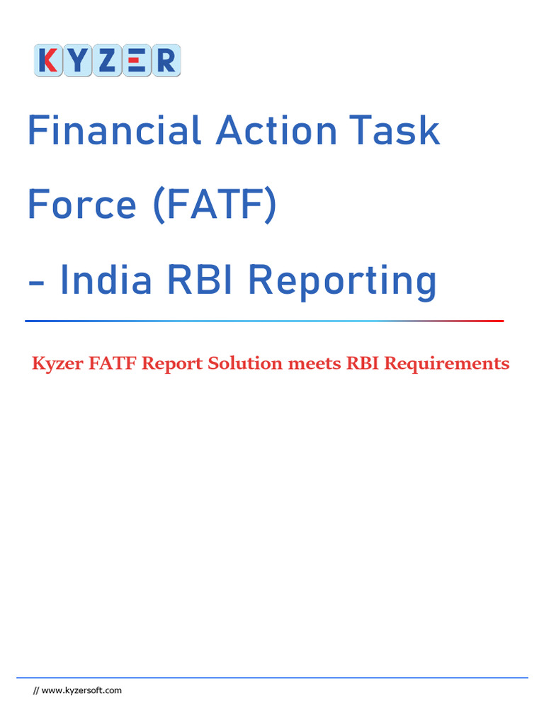 RBI FATF Regulatory Report Solution - Kyzer Software | PDF | Money ...