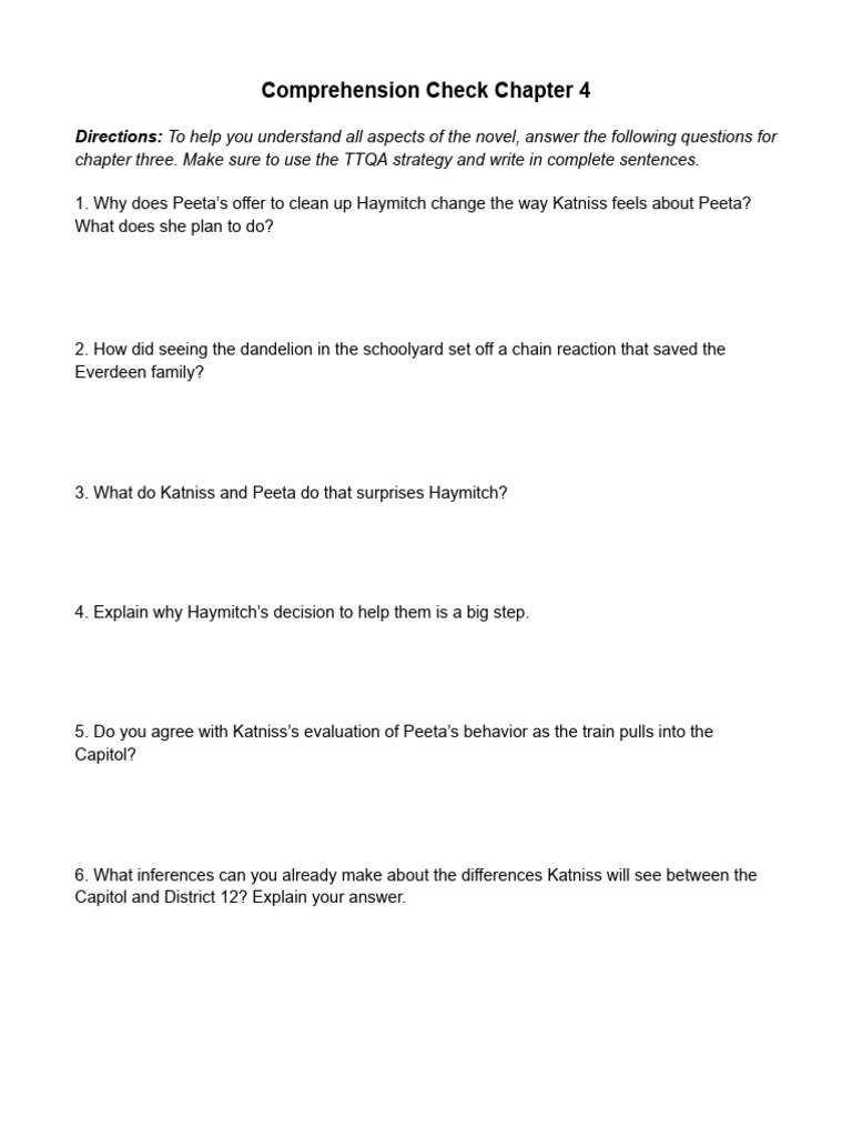 Comprehension Check Chapter 4 | PDF