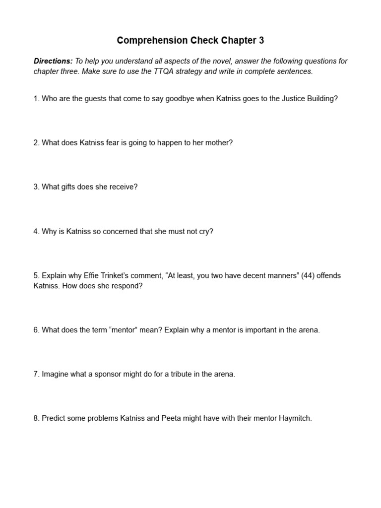 Chapter 3 Comprehension Guide | PDF