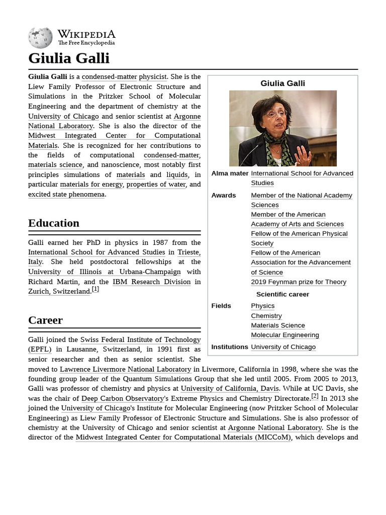 Giulia_Galli | PDF | Science | Physical Sciences