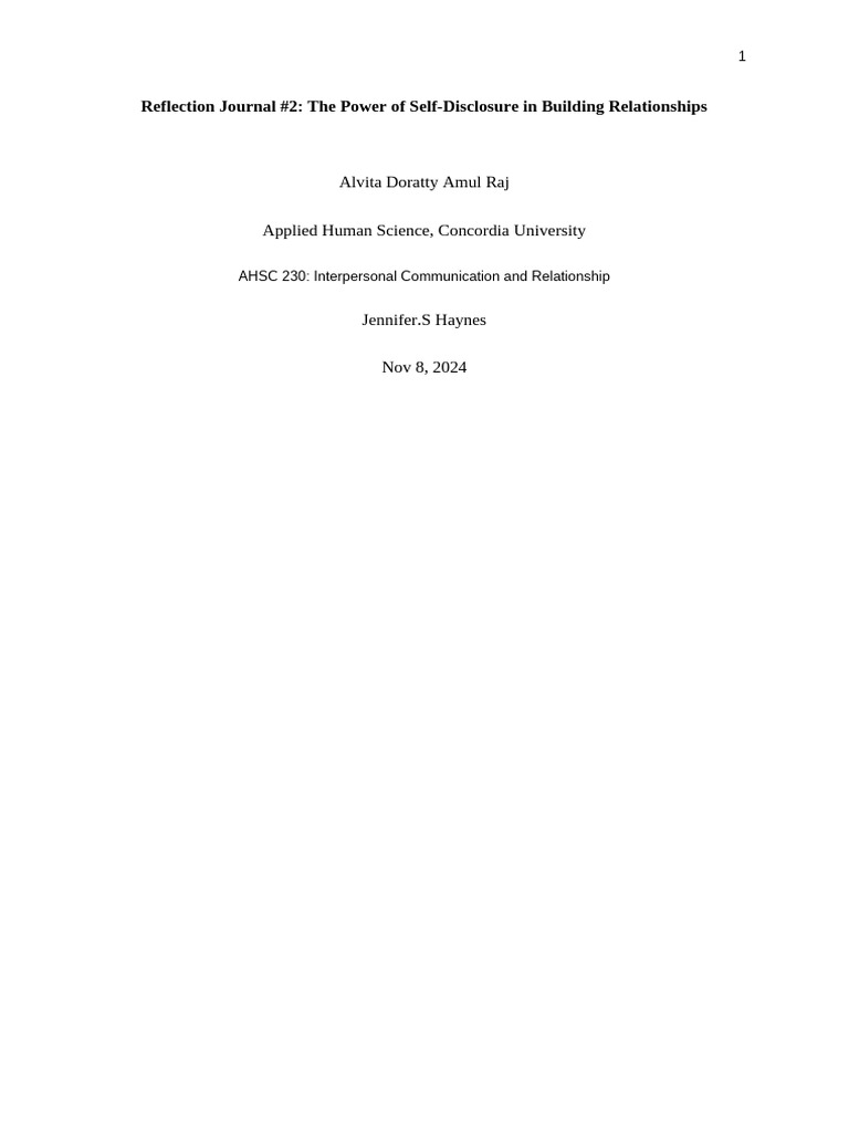 Apa Format Reflection Journal 2 | PDF | Psychology | Social Psychology