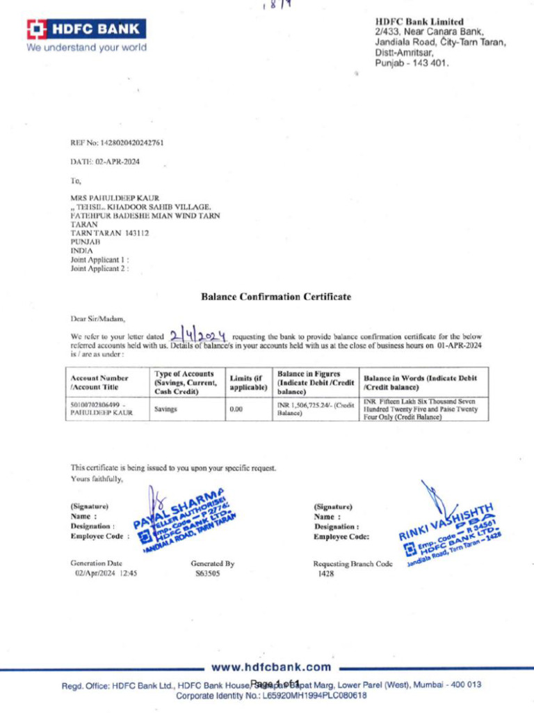 Balance_Confirmation_Certificate | PDF