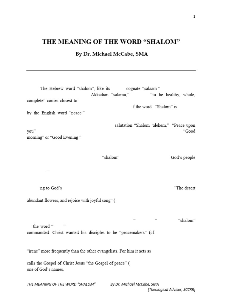 Understanding Shalom: Meaning and Significance | PDF | The Gospel | Jesus