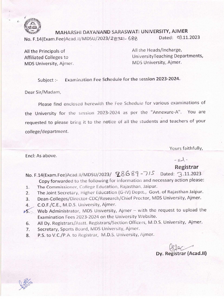 1520 - Fee Schedule 2023-24 | PDF