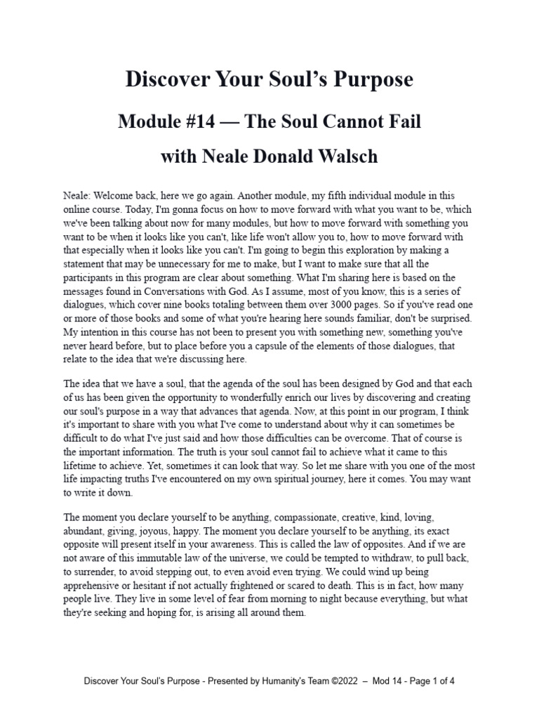 Discover Module 14 Transcript | PDF | Soul | Experience
