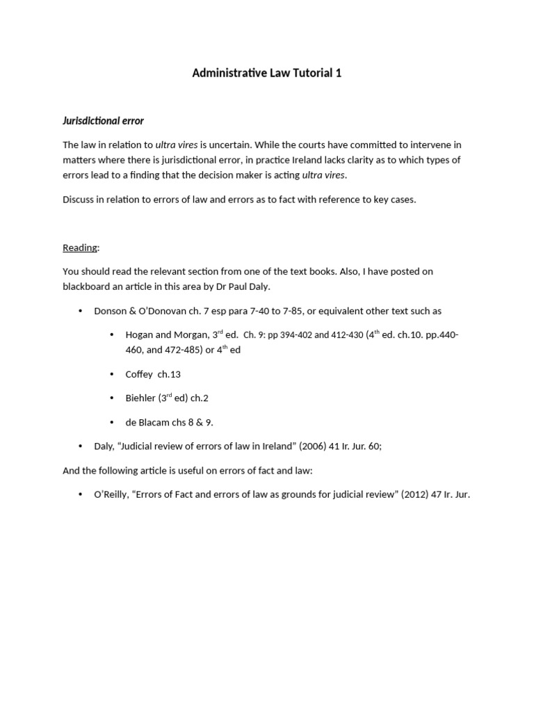 Administrative Law Tutorial 1-1 2 | PDF