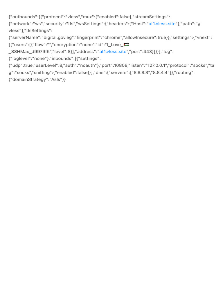 {"outbounds"-[{"protocol"-"vless","mux"-{"enabled"-false},"streamSettings… | PDF