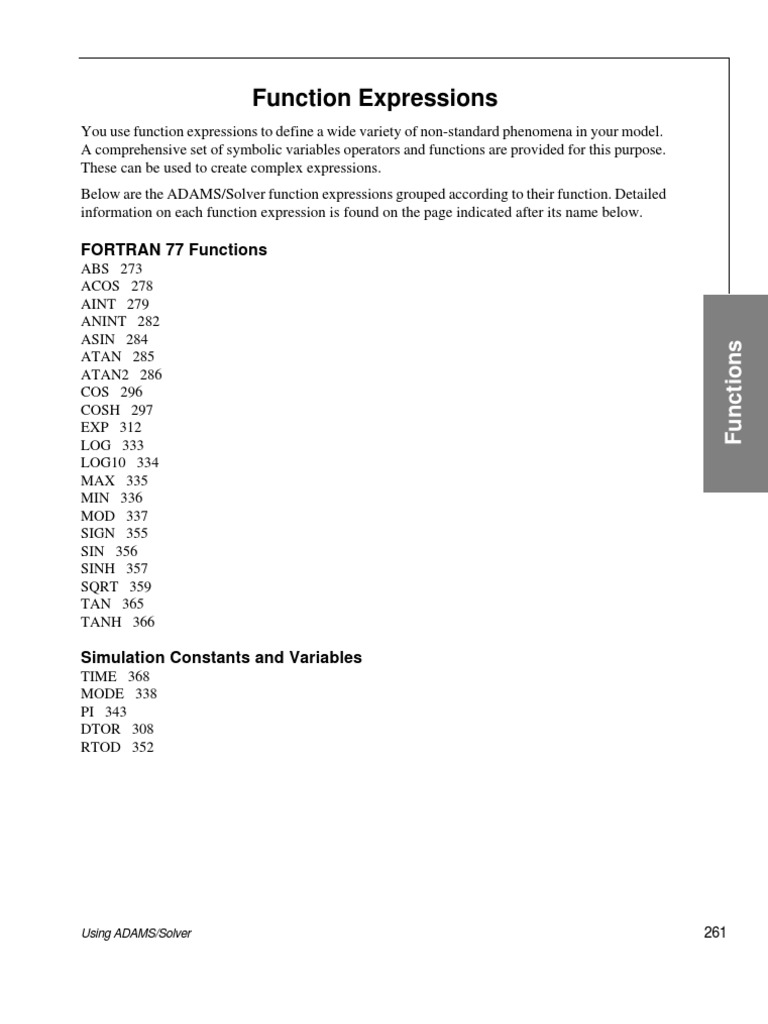 ADAMS/Solver Function Guide | PDF | Interpolation | Derivative