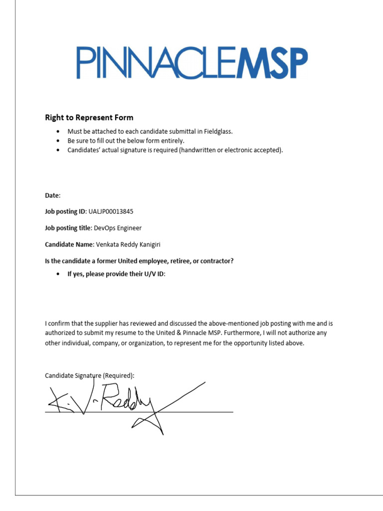 Right To Represent Form - Signed | PDF