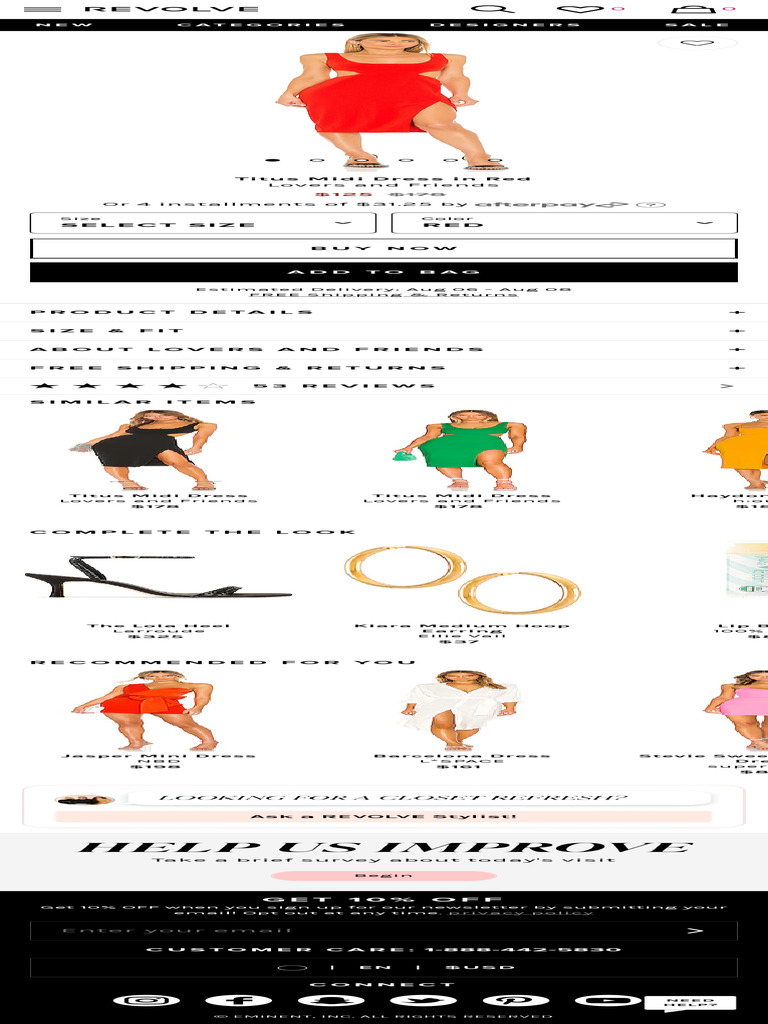 Lovers and Friends Titus Midi Dress in Red REVO… | PDF