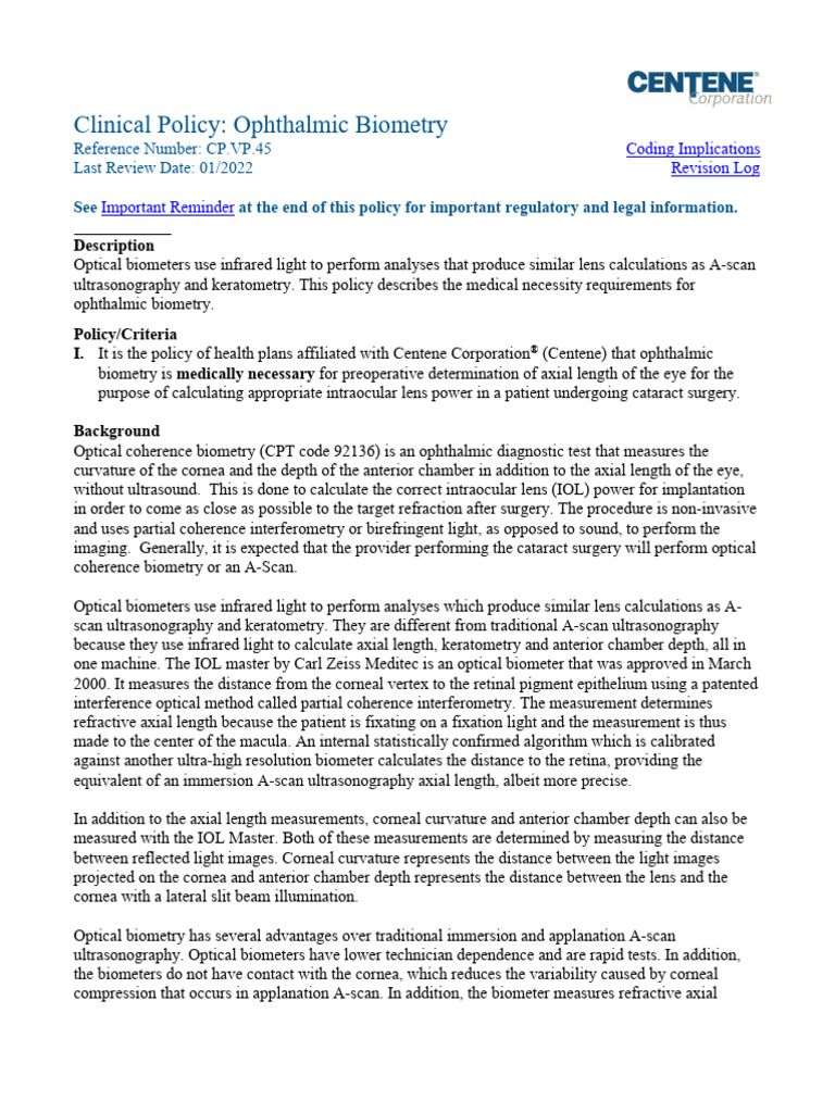 CP - vp.45 Ophthalmic Biometry | PDF | Vision | Eye