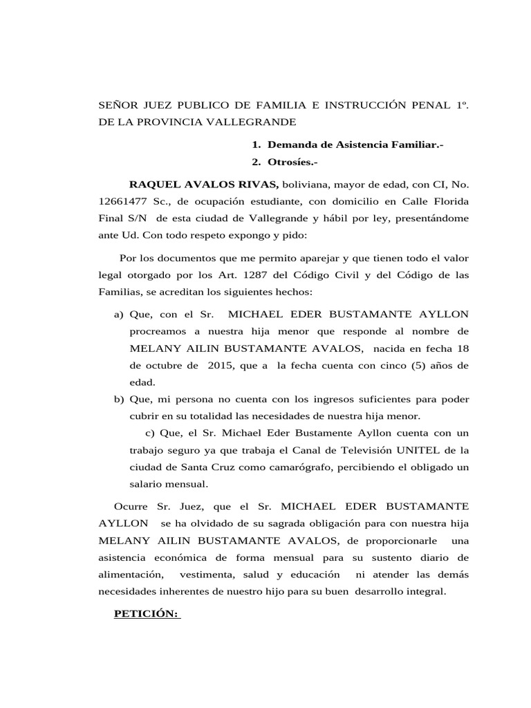 ASISTENCIA FAMILIAR (RAQUEL AVALOS) | PDF | Justicia | Crimen y violencia