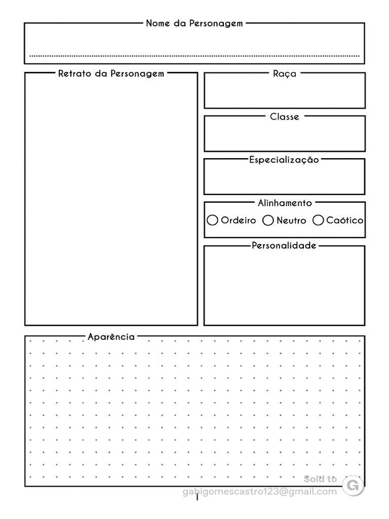RPG Character Profile Template | PDF