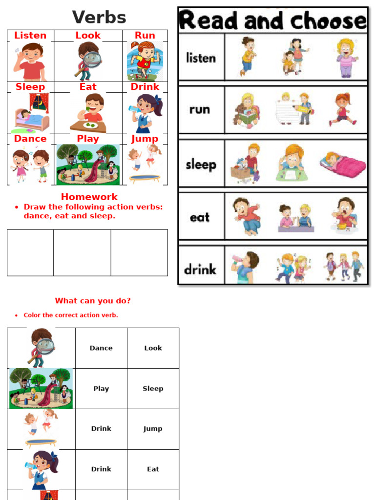 Action Verbs First Grade | PDF