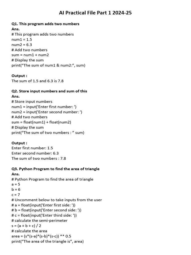 AI Practical File Part 1 2024-25 | PDF | Fahrenheit | Mathematics AI Practical File Part 1 2024-25 | PDF | Fahrenheit | Mathematics