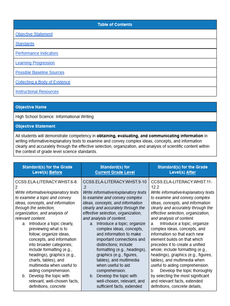 High School Science - Informational Writing | PDF | Information | Evidence