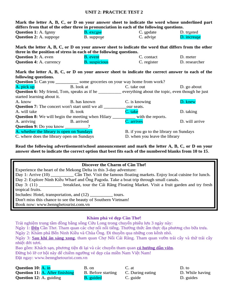 Unit 2 - Practice Test 2 | PDF