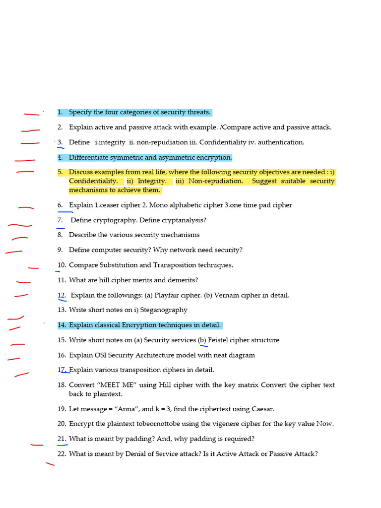 Question bank-CNS | PDF | Key (Cryptography) | Encryption