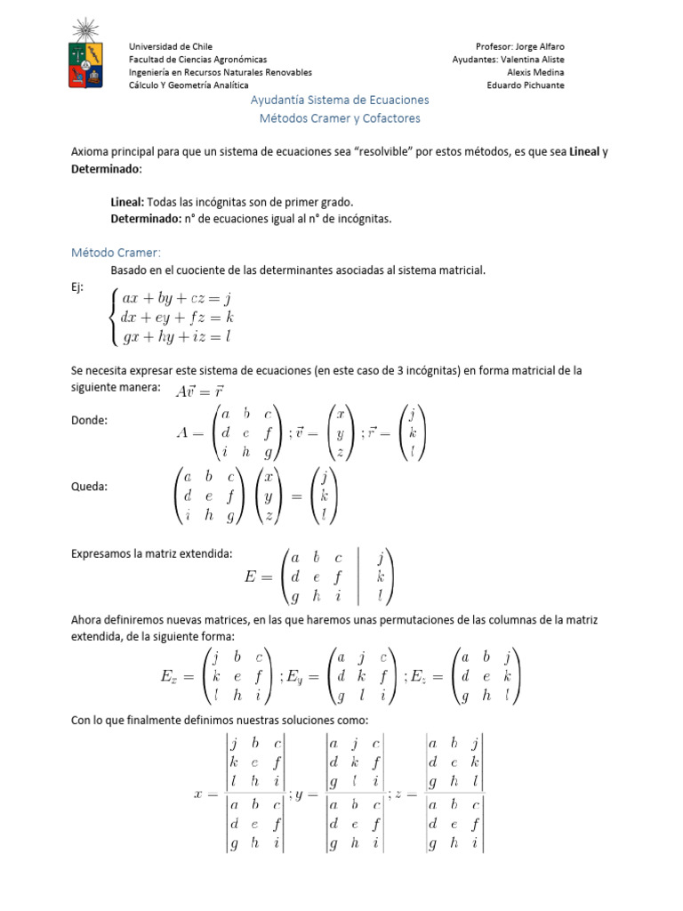Ayudant_a_Sistema_de_Ecuaciones | PDF | Determinante | Matriz (Matemáticas)