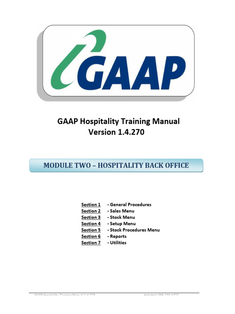 GAAP Hospitality Back Office Manual | PDF | Pricing | Point Of Sale