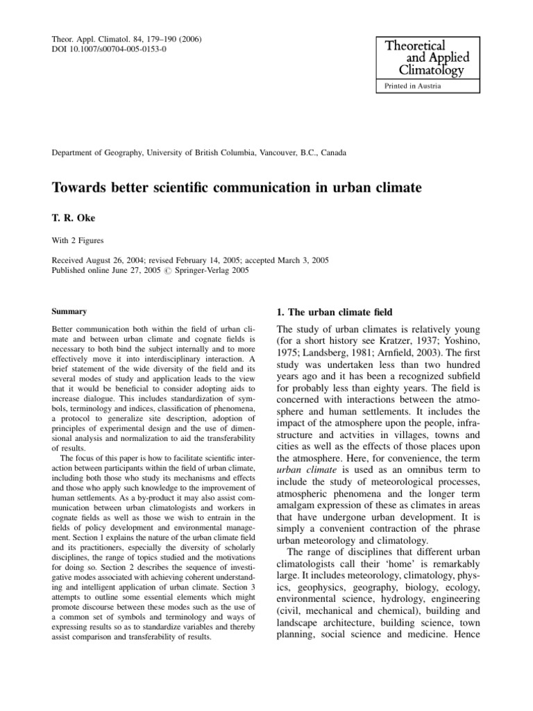 OKE (2005) - Towards Better Scientific Communication in Urban Climate ...