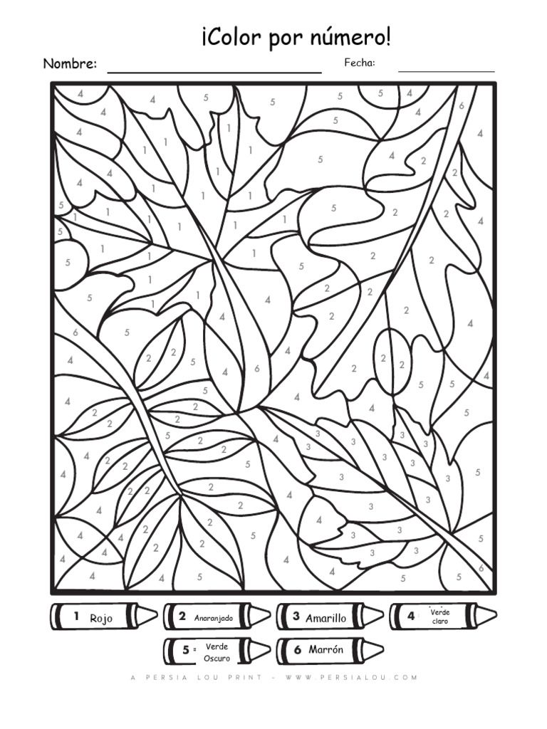 Colorea las hojas de otoño por número | PDF