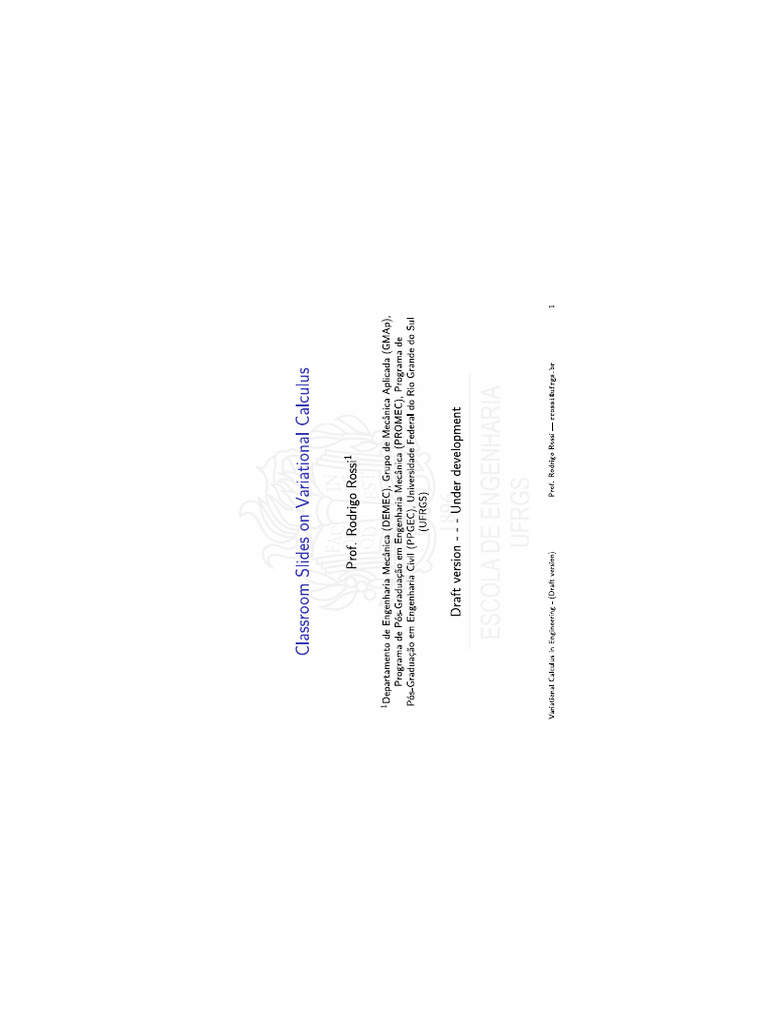 Classroom Slides On Variational Calculus | PDF