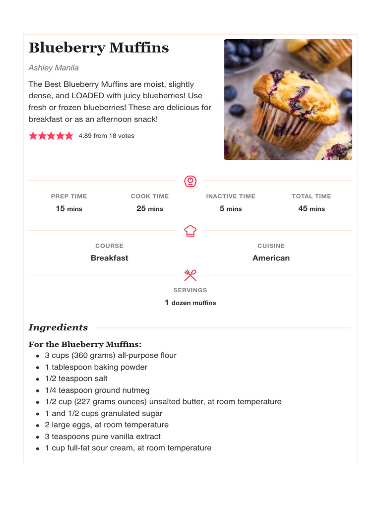 Blueberry Muffins - Baker by Nature | PDF | Muffin | Baking