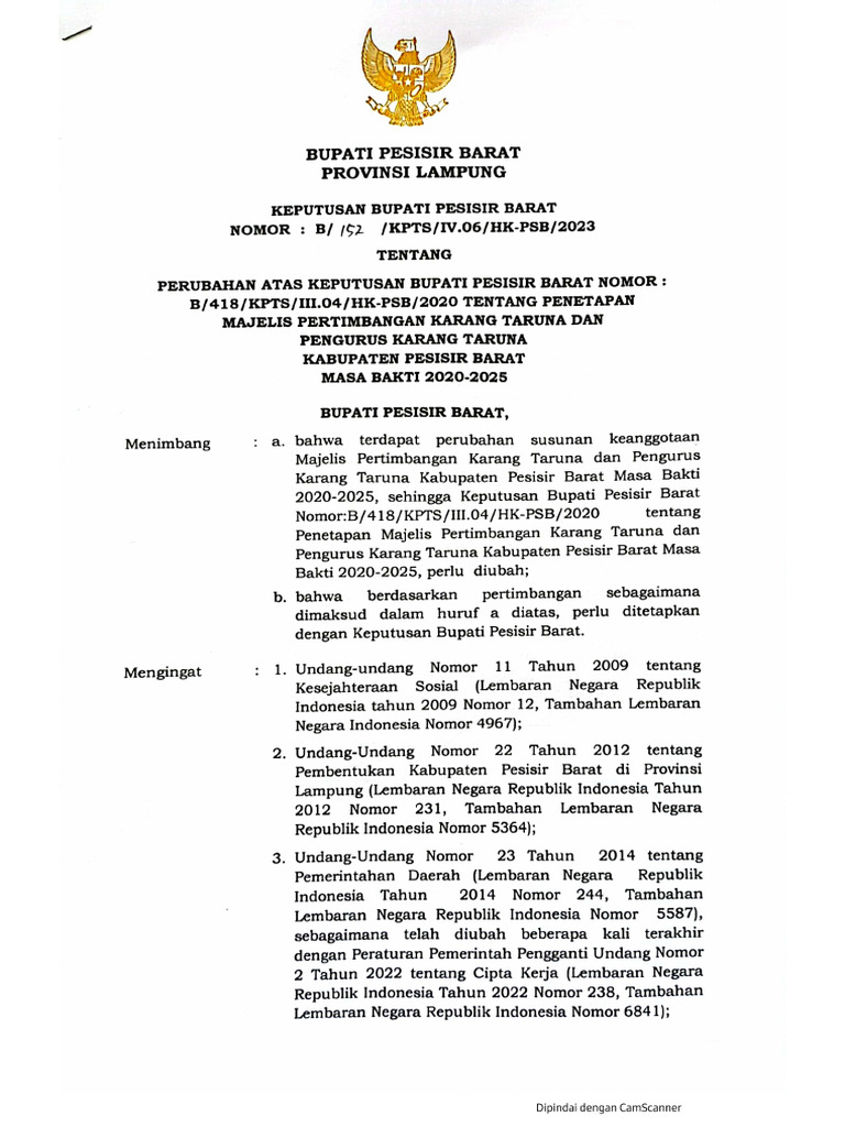 SK Pengurus Kab | PDF