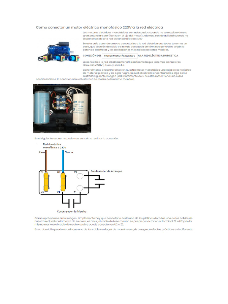 Como Conectar Motor Monofasico | PDF