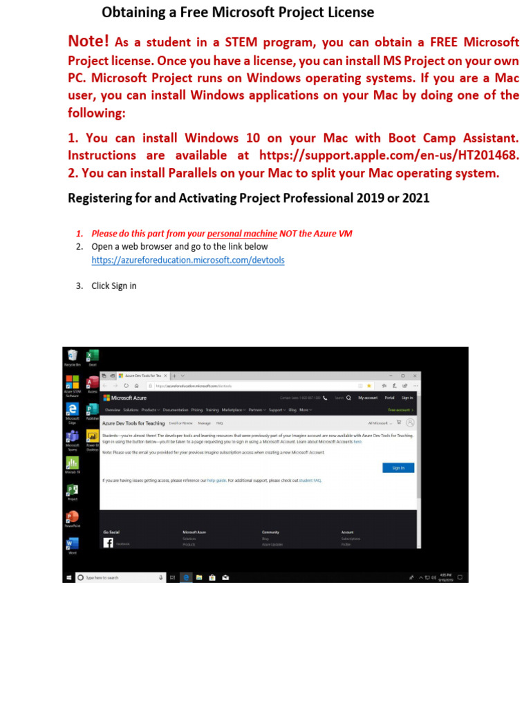 Obtaining and Activating A FREE Microsoft Project License - 2025 | PDF