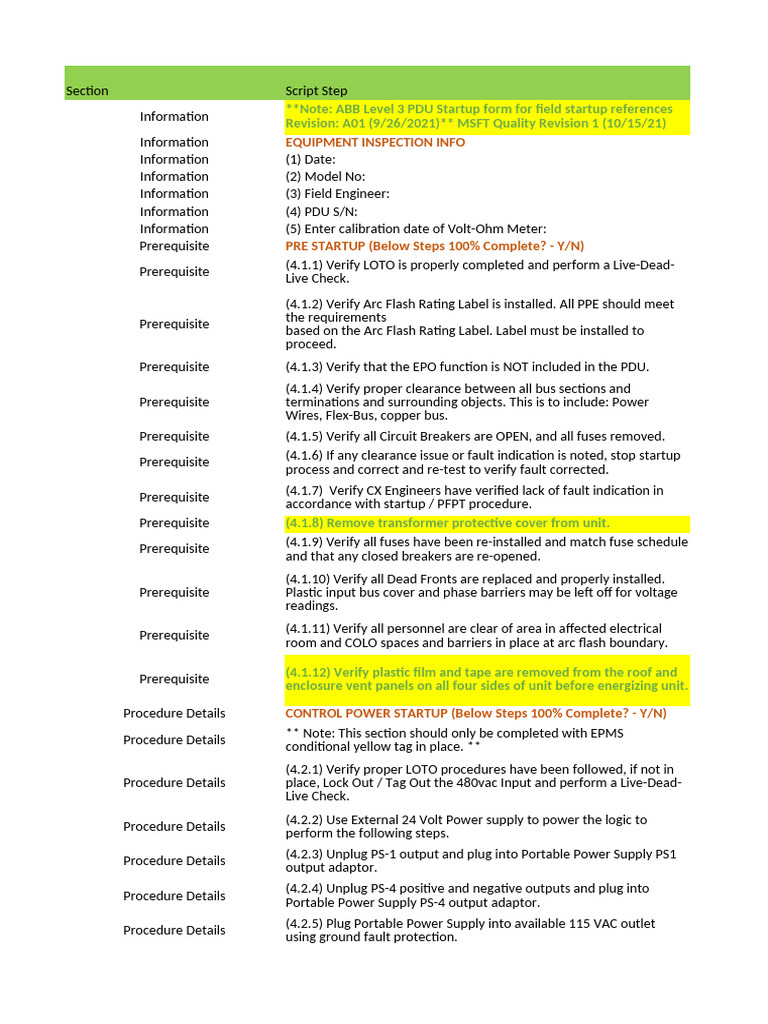 QRO02 ABB - PDU - 950KVA - OFCI - L3 Script | PDF | Power Supply | Fuse ...