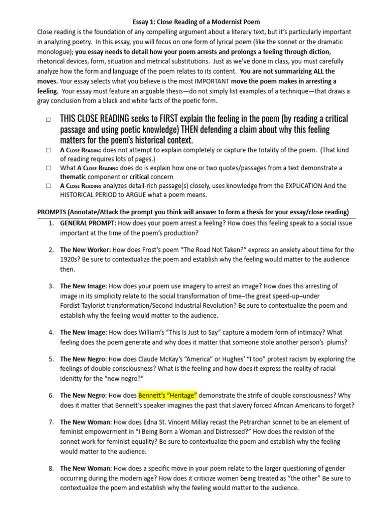 Benjamin Livingston Thesis and TPR Prompt 1 For Close Reading Modernism ...