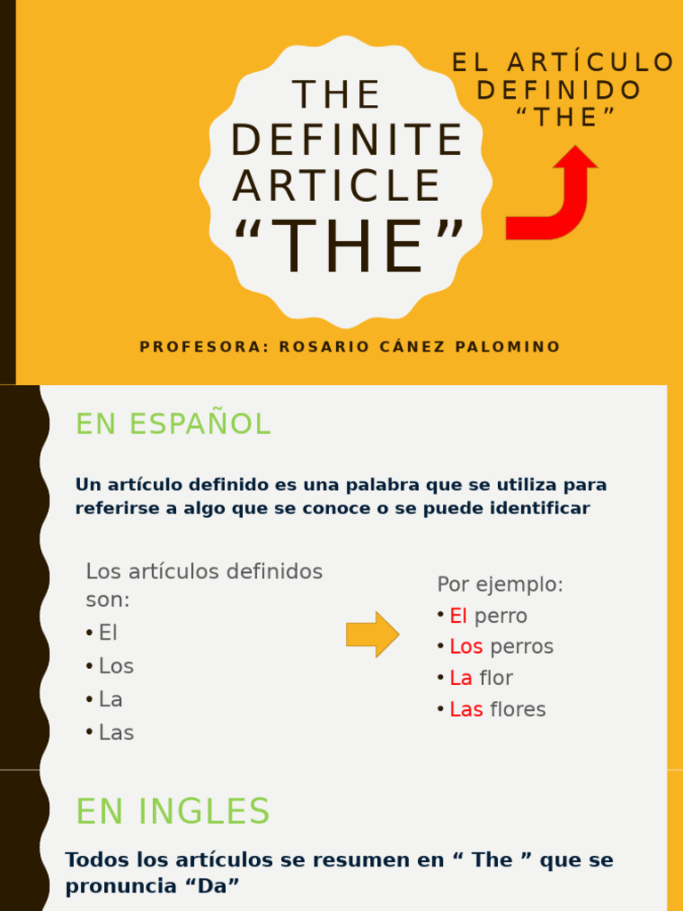 Artículos Definidos en Inglés y Español | PDF
